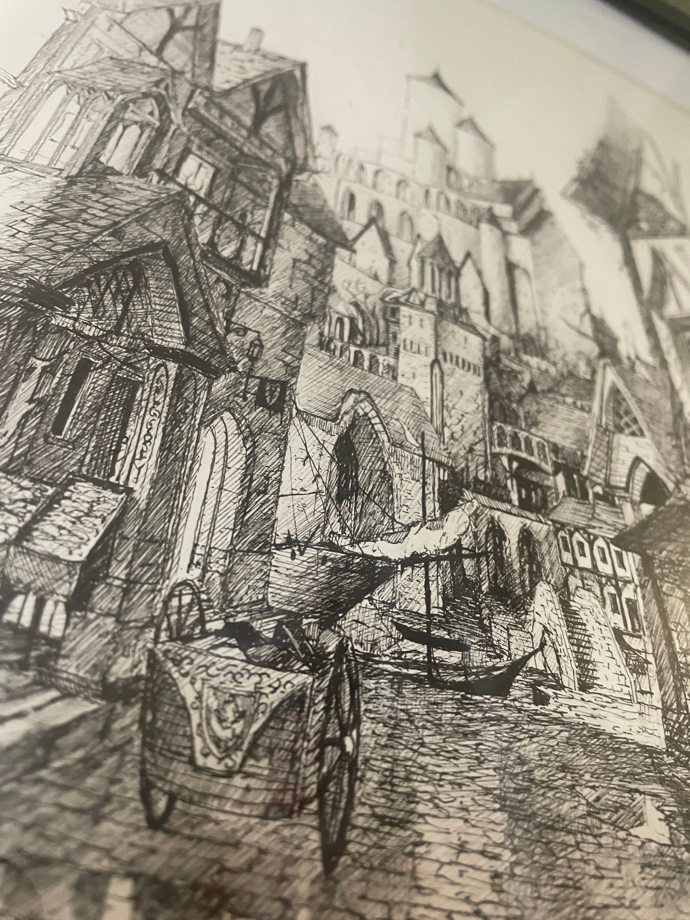 Fantasy City - Original Ink Drawing of a Medieval City 11 X 14 - Etsy