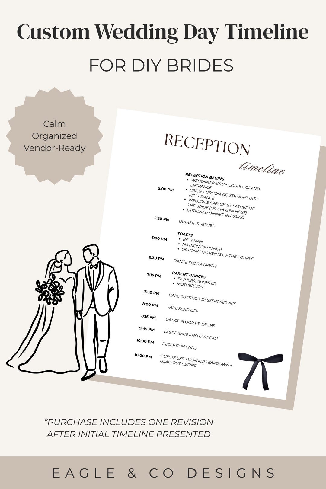 Custom Wedding Day Timeline for DIY Brides | Personalized Wedding ...