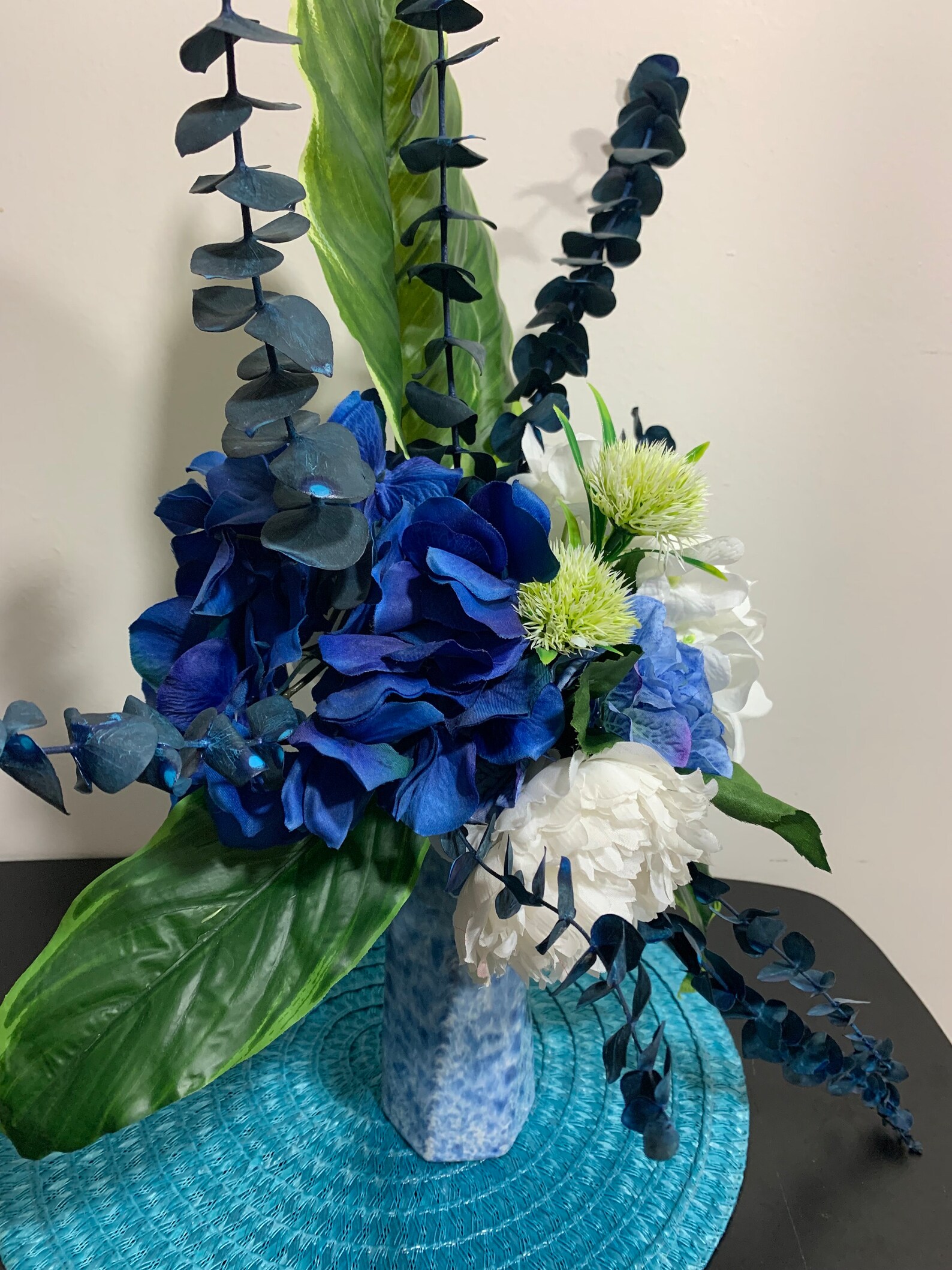 Artificial Floral Arrangement Blue White Hydrangeas - Etsy