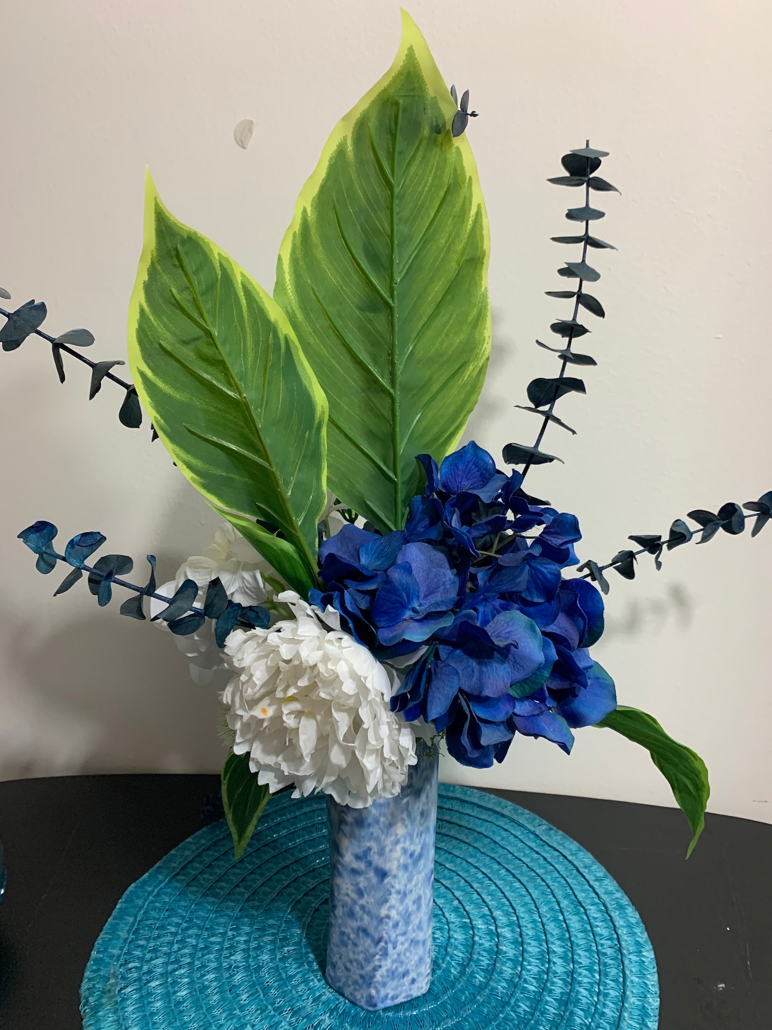 Artificial Floral Arrangement Blue White Hydrangeas - Etsy