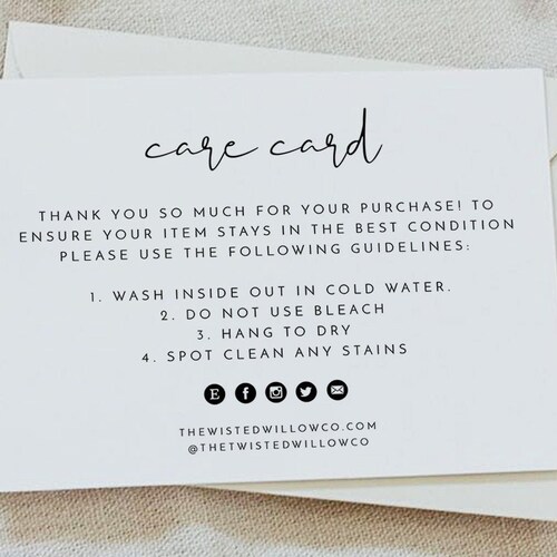 Small Business Care Card Template Simple Care Card Package - Etsy Australia