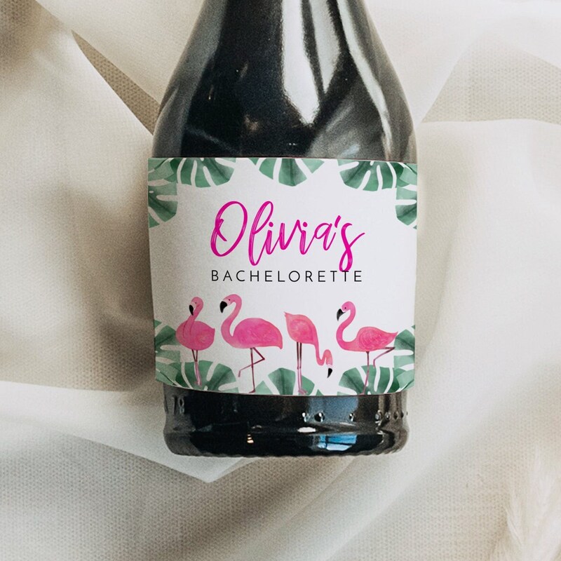 Flamingo Wine Label - Etsy