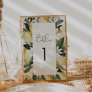 Lemon Table Number Template, Citrus Table Number Printable, Summer ...