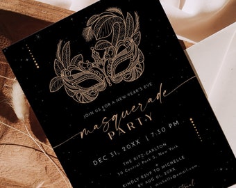 Editable Masquerade Birthday Party Invitation. Digital - Etsy