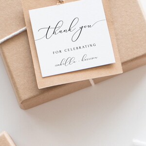 Square Calligraphy Thank You Tag Template, Square Favor Tag Template ...