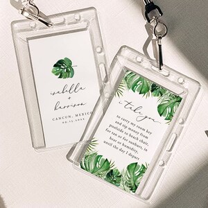 Room Key Card Tag Template, Printable Tropical Key Card Pocket Instant ...
