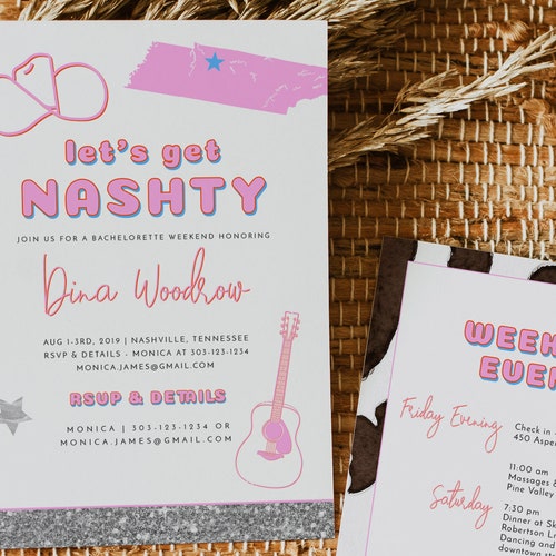 Nash Bash Invitation & Itinerary Template Nashville - Etsy