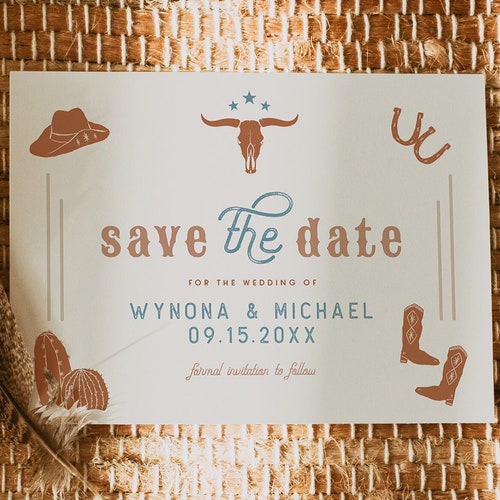 Western Wedding Tag the Date Template Photo Wedding - Etsy