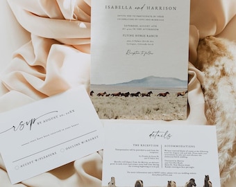 Rustic Horse Wedding Invitation: Country Ranch Theme (editable Template ...