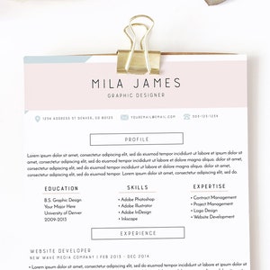 Mint and Blush Resume Template, Resume Template Instant Download ...