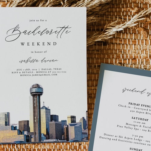 DALLAS Bachelorette Invitation Template Dallas Itinerary | Etsy