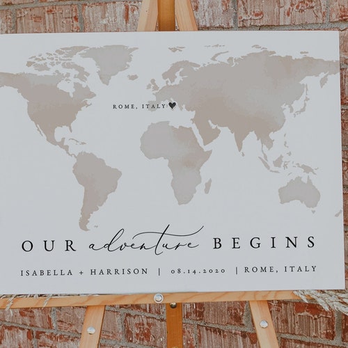 Vintage Travel Map Wedding Welcome Sign Travel Themed - Etsy