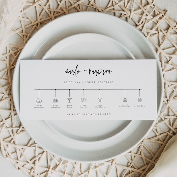 Wedding Timeline Card for Guests - Etsy