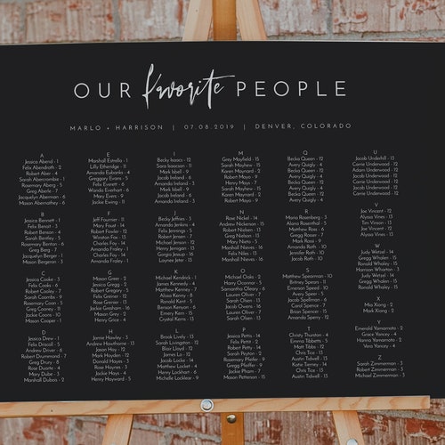 Modern Black Seating Chart Template Minimalist Editable - Etsy