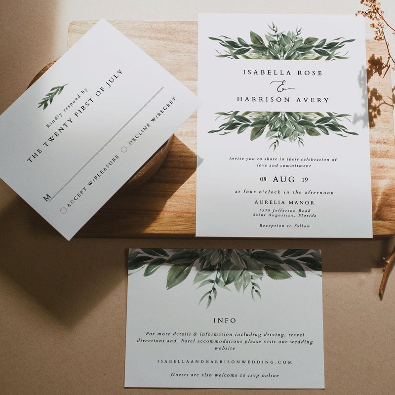 Greenery Invitation - Etsy