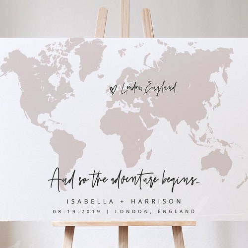 Vintage Travel Map Wedding Welcome Sign Travel Themed - Etsy
