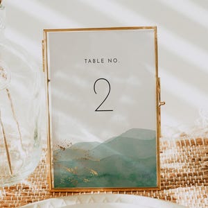 Wedding Table Number Template, Printable Table Number, Sage Watercolor ...