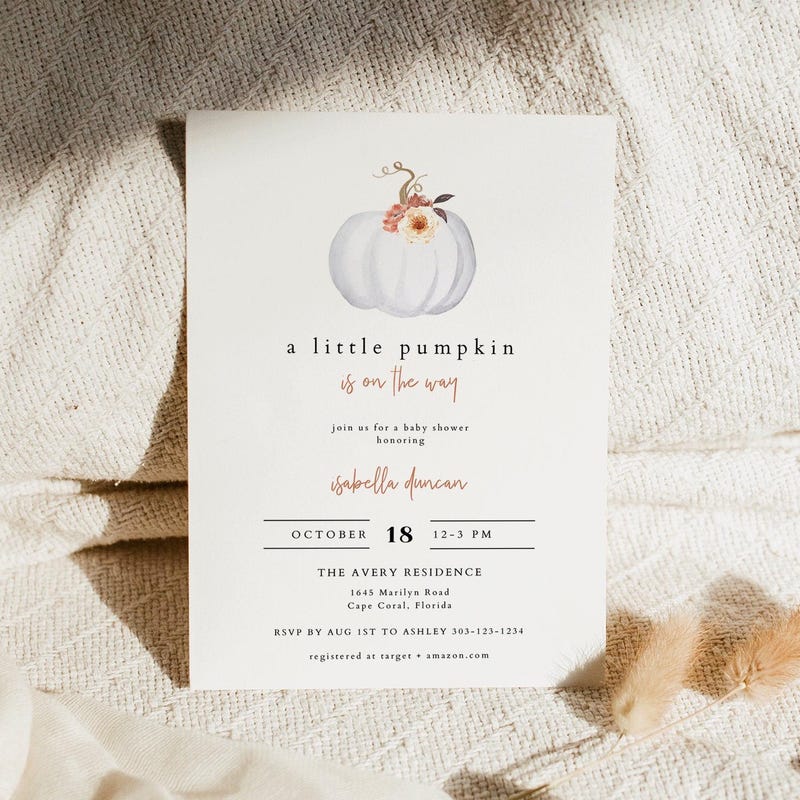 Pumpkin Baby Shower Invites - Etsy