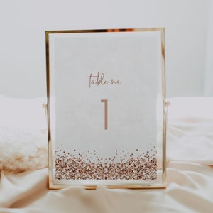 REGINA Rose Gold Wedding Table Number Template Printable - Etsy