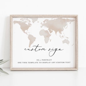 Watercolor Map Wedding 8x10 Sign Template, Destination Wedding Sign ...