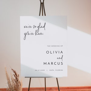 REECE Modern Minimalist Wedding Welcome Sign Template We're so Glad You ...