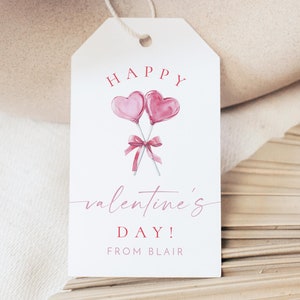 BLAIR PRINTED + SHIPPED Valentines Day Tags, Heart Lollipops Valentines ...
