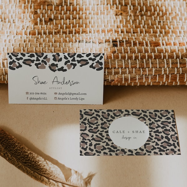Leopard Print Business Card - Etsy