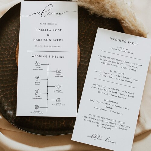 Wedding Ceremony Program Template Elegant Gold Script - Etsy