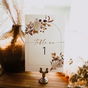 TALIA Fall Wedding Table Number Template, Autumn Floral Table Number ...