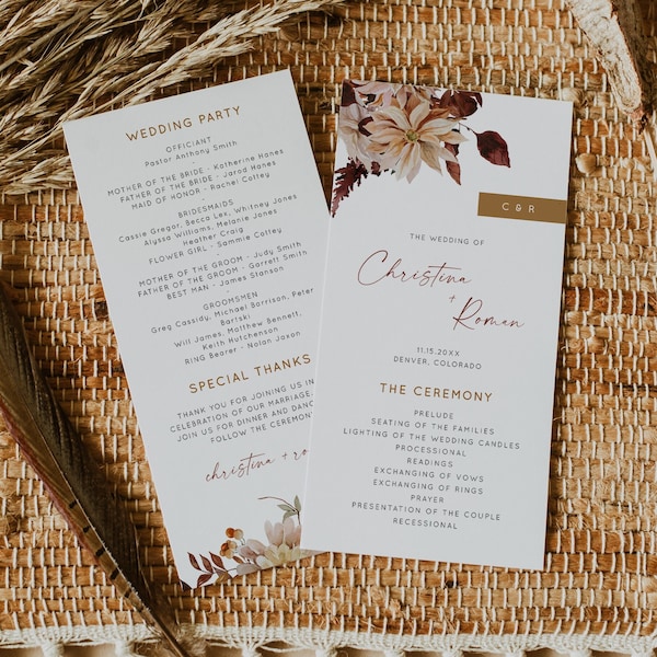 Fall Wedding Program - Etsy
