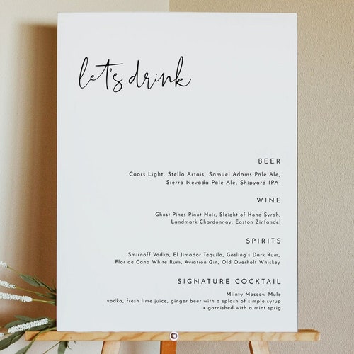 Minimalist Menu Template Printable Modern Simple Wedding - Etsy