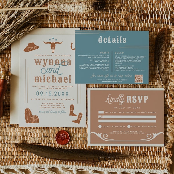 Southwestern Wedding Invite Template - Etsy