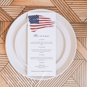 American Flag Menu Template US Flag Menu Military Retirement | Etsy Canada