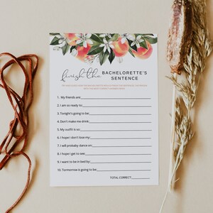 SAVANNAH Finish the Sentence Game Printable, Peach Bachelorette Games ...