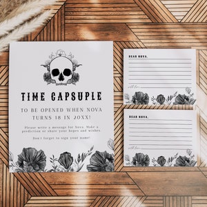 NOVA Time Capsule Template, Skull Time Capsule First Birthday, Gothic ...