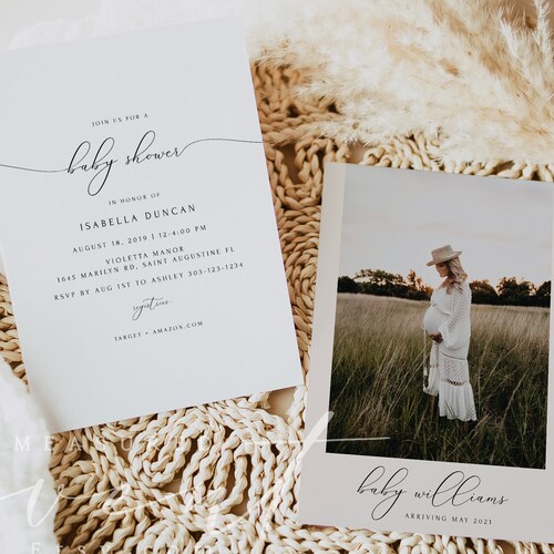 Minimalist Baby Shower Invitation Template Download Modern | Etsy