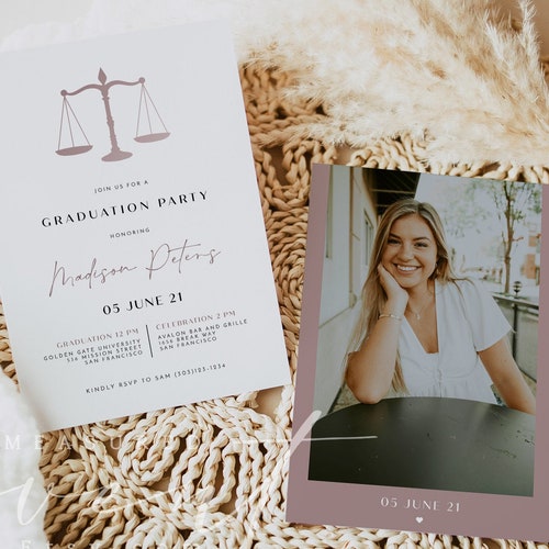 Law School Graduation Invitation Printable - Etsy