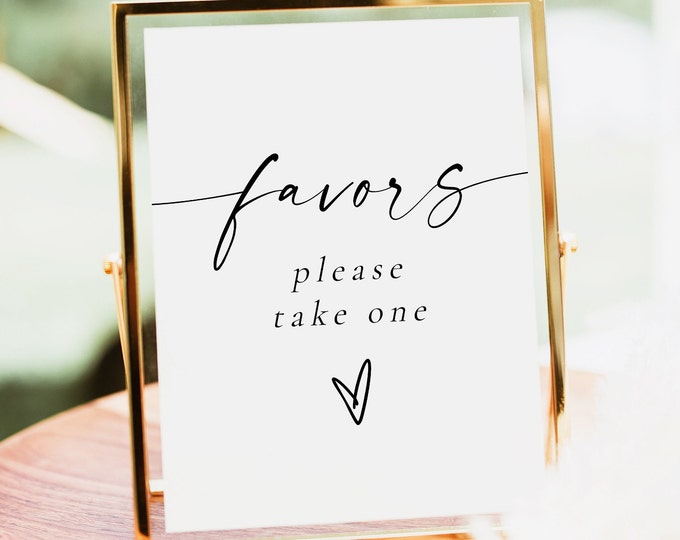 Foral Wedding Favor Sign Template, Editable Modern Minimal Wedding ...