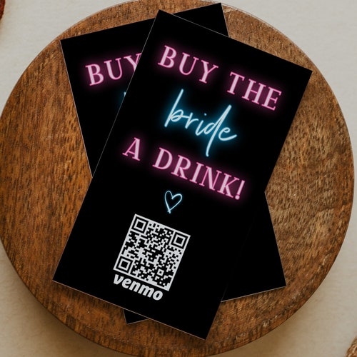 LOLA Neon Bachelorette Venmo Card Blue and Pink Neon - Etsy