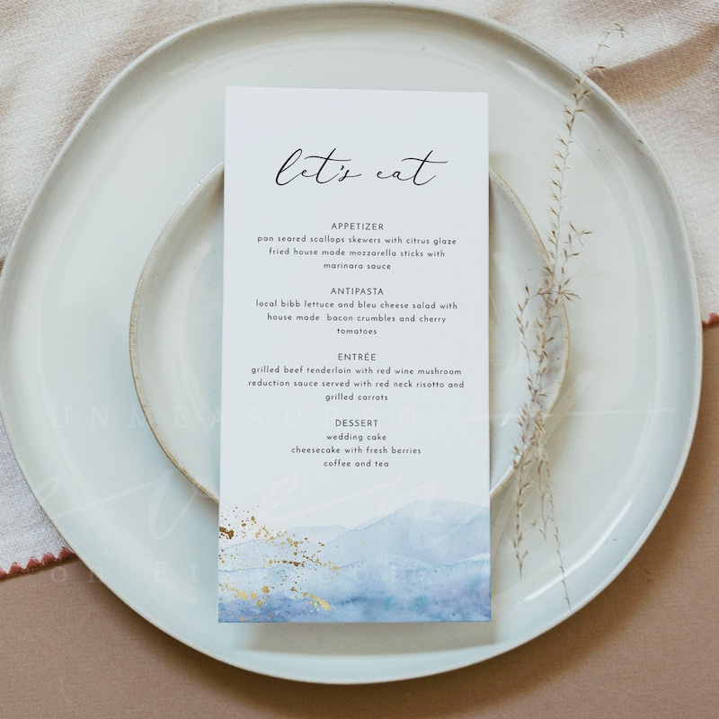 Watercolor Wedding Menu - Etsy
