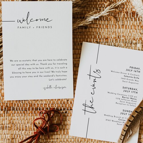 Wedding Weekend Events Card Printable Wedding Timeline - Etsy