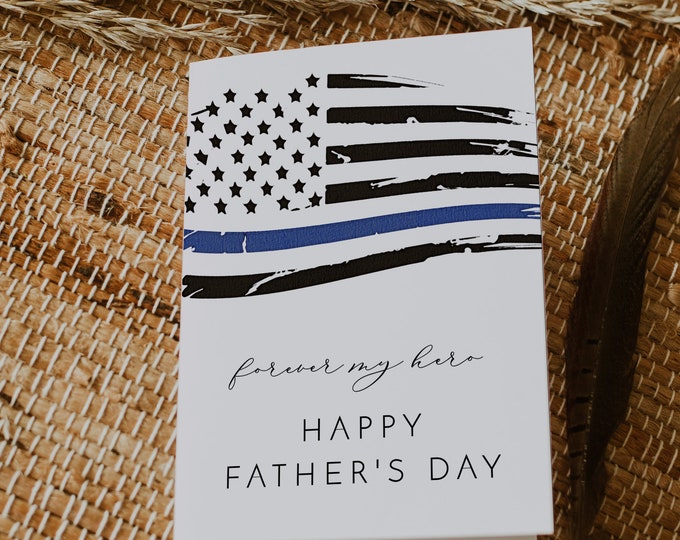 Father's Day Card Handmade Card Police Dad Thin Blue Line Police ...