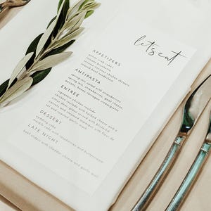 ADELLA Minimalist Wedding Menu Template, Modern Wedding Menu, Simple ...