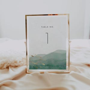 Wedding Table Number Template, Printable Table Number, Sage Watercolor ...