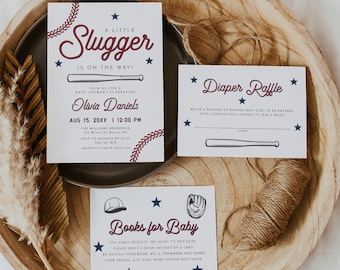 Barry Baseball Baby Shower Invitation Template, Little Slugger Baby ...