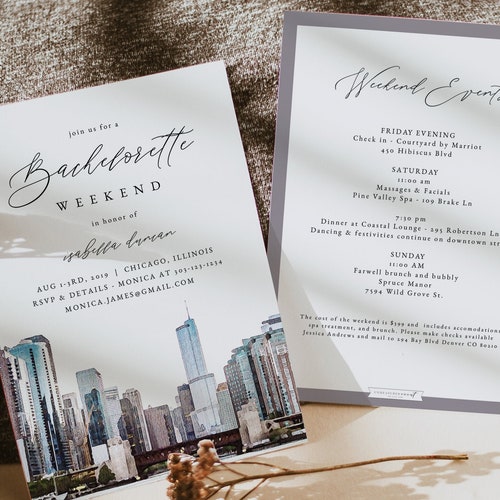 Chicago Bachelorette Party Invitation Itinerary Double - Etsy