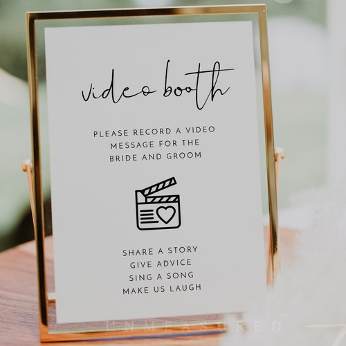 Video Booth Sign Minimalist Wedding Guestbook Sign Leave a - Etsy