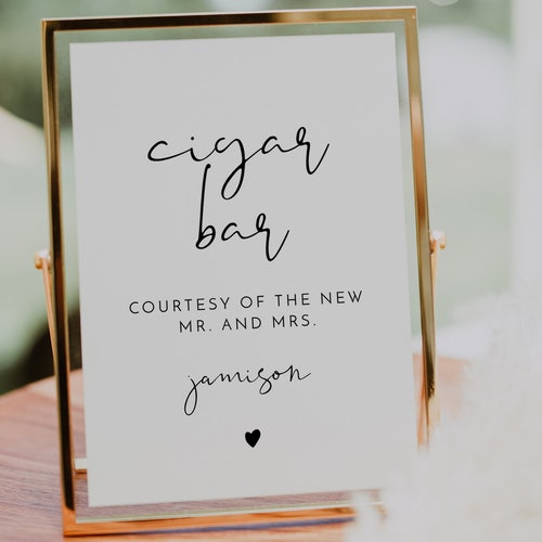 Cigar Bar Wedding Sign Template Printable Wedding Cigar Sign - Etsy