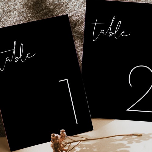 Modern Black Wedding Table Number Template Printable Script - Etsy