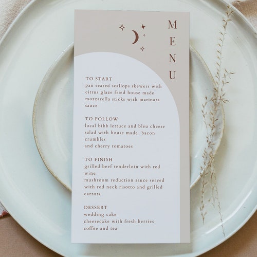 Celestial Menu Template Printable Stars and Moon Wedding - Etsy